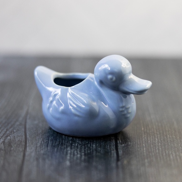 Accents | Vintage Blue Ceramic Duck Planter | Poshmark